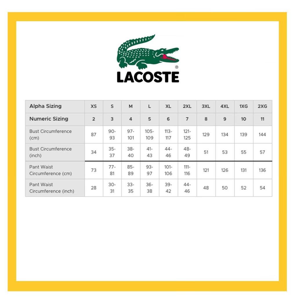 Lacoste Størrelsesguide: Find Din Perfekte Pasform | Club Diva